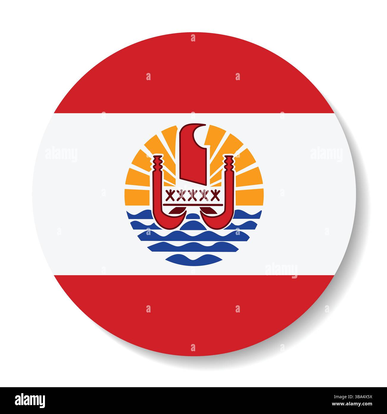 Flag of French Polynesia. French Polynesia circle flag logo icon ...