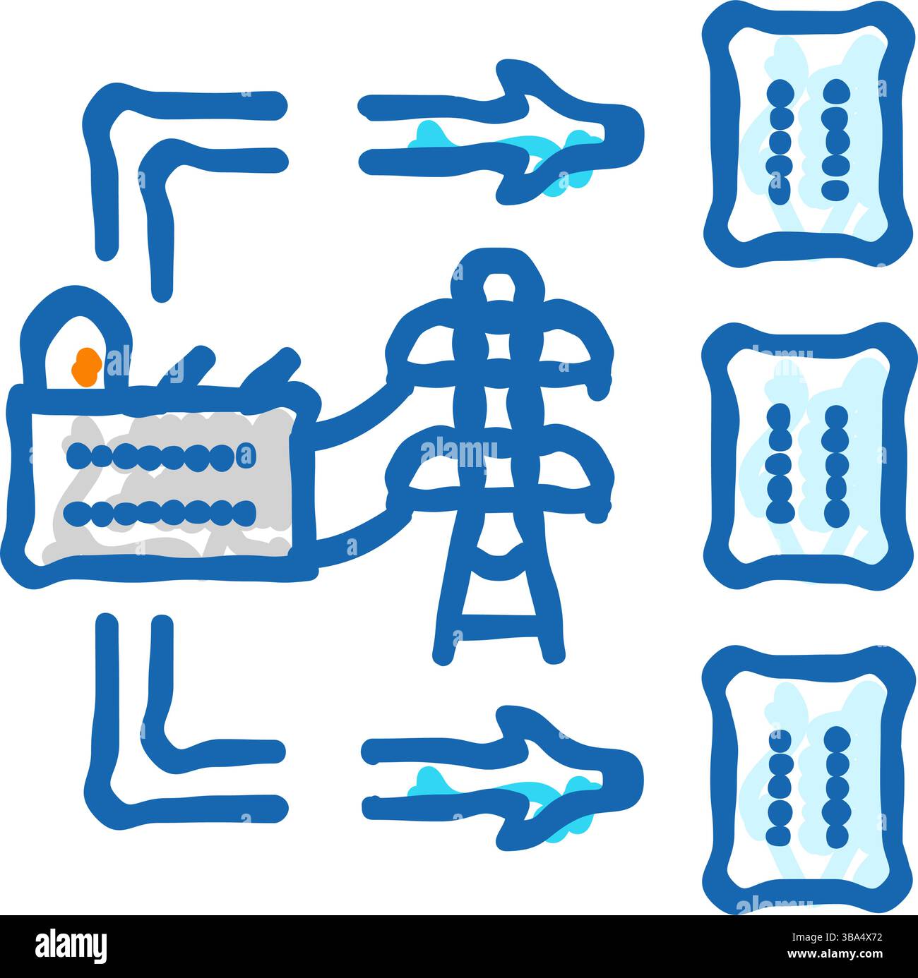 power distribution electric grid icon doodle illustration Stock Vector ...