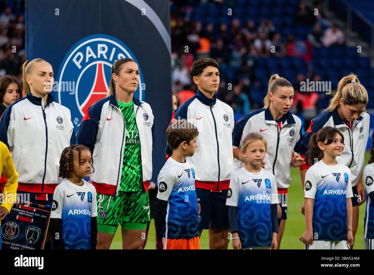 Paris, France. 11th May, 2025. The players of Paris Saint-Germain ahead ...