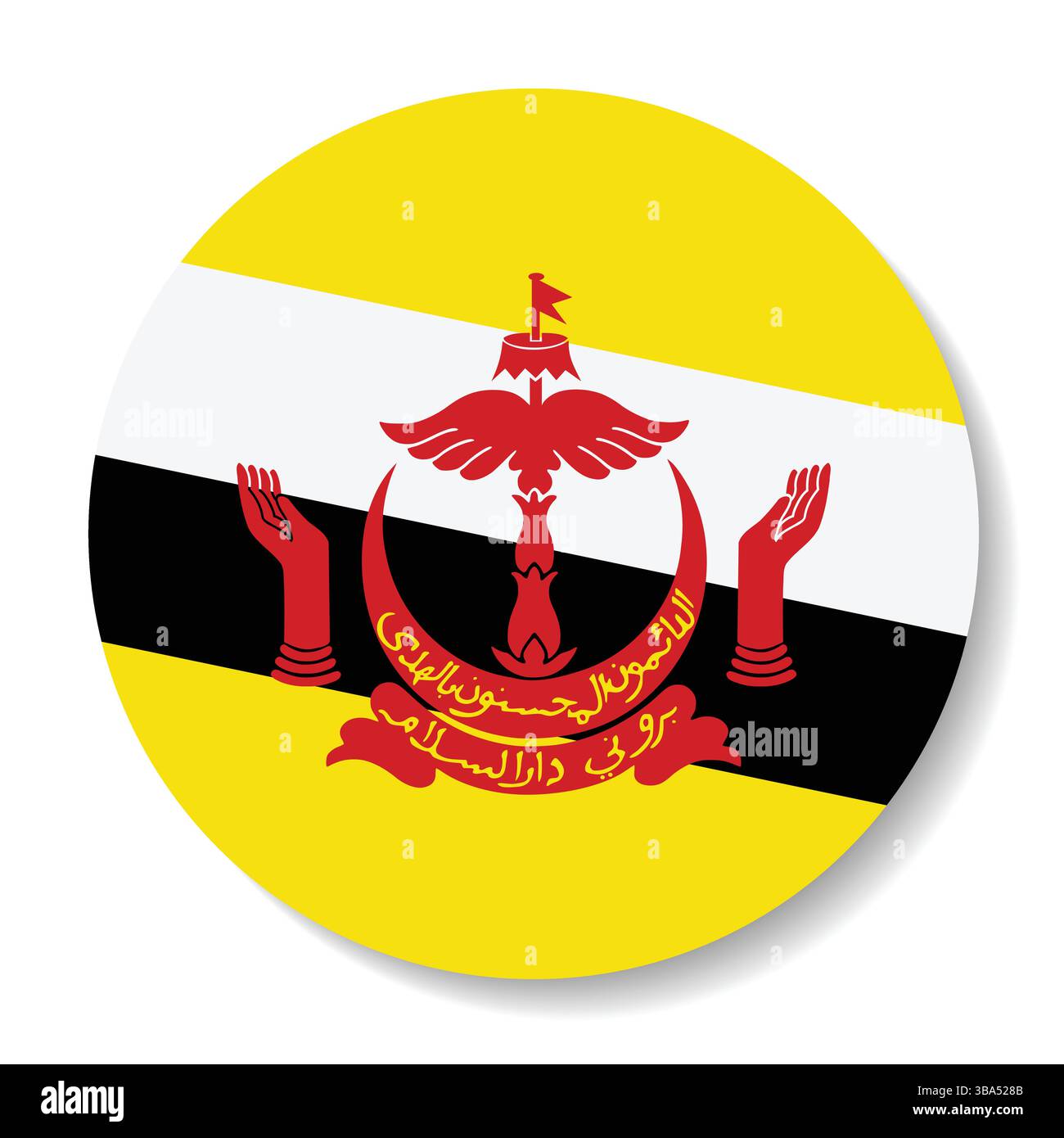 Flag of Brunei. Brunei circular flag logo icon computer vector ...