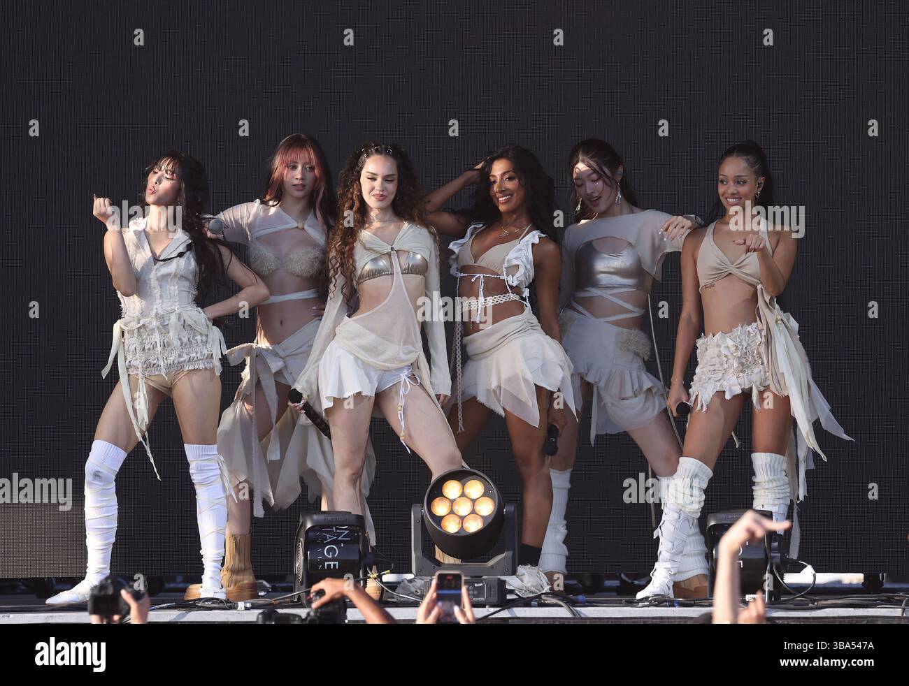 KATSEYE - Manon, Sophia, Daniela, Lara, Megan, Yoonchae perform onstage ...