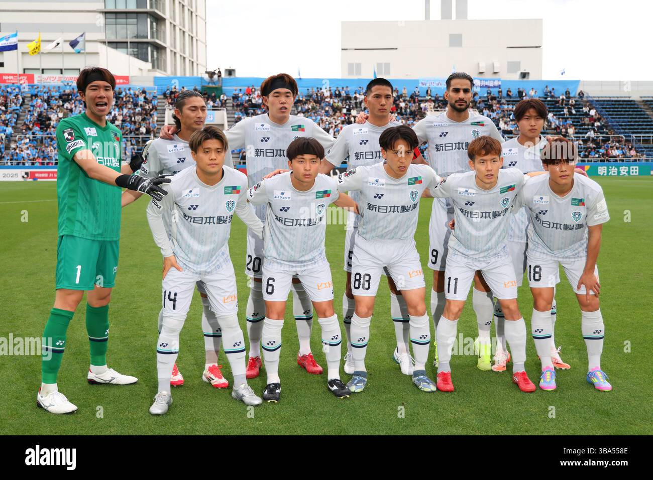 Kanagawa, Japan. 10th May, 2025. Avispa Fukuoka team group line-up ...
