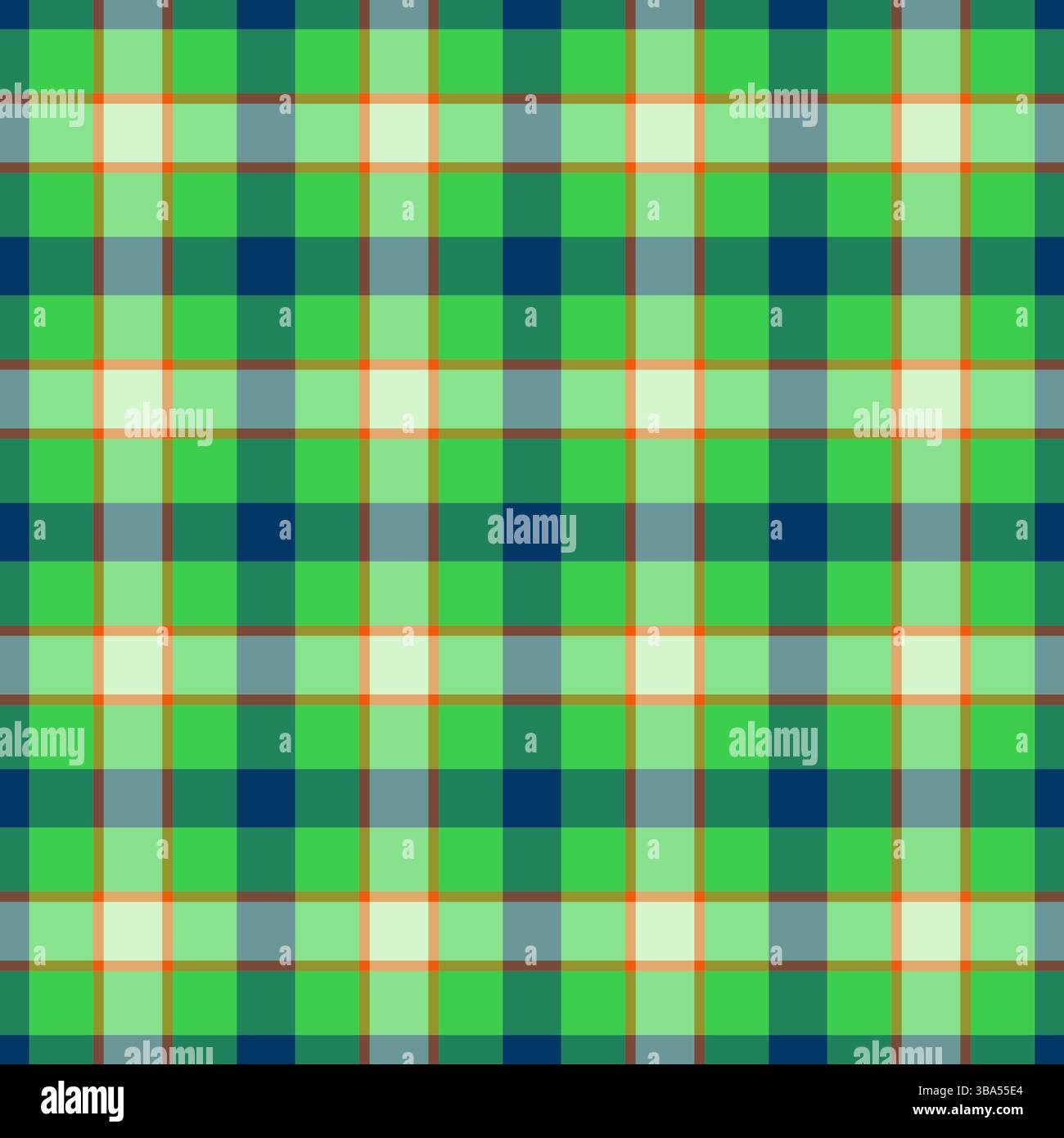 Vibrant plaid pattern with shades of green, blue and orange. Classic ...