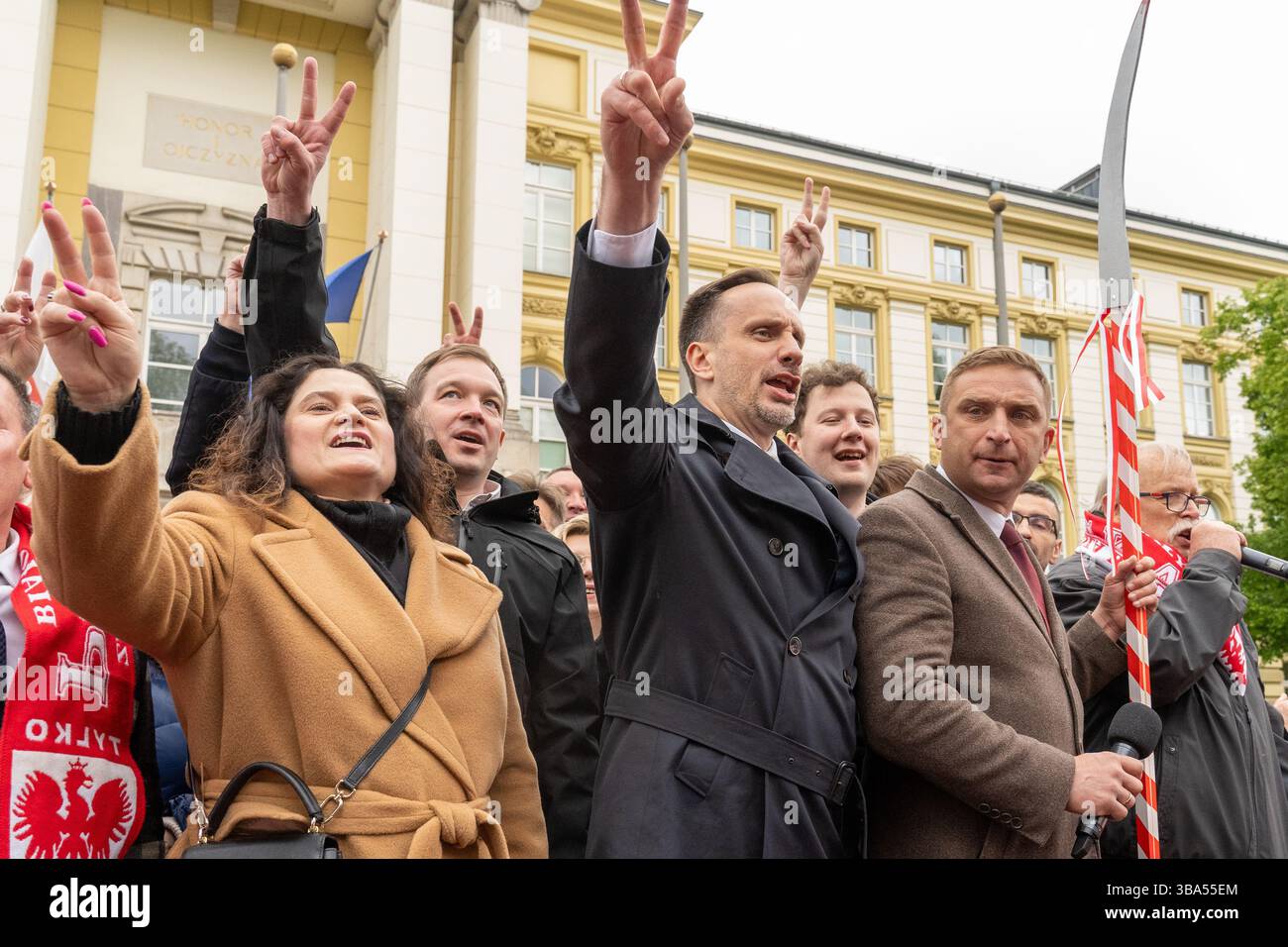 Janusz Kowalski gestures during the anti-migration protest. Nationalist ...