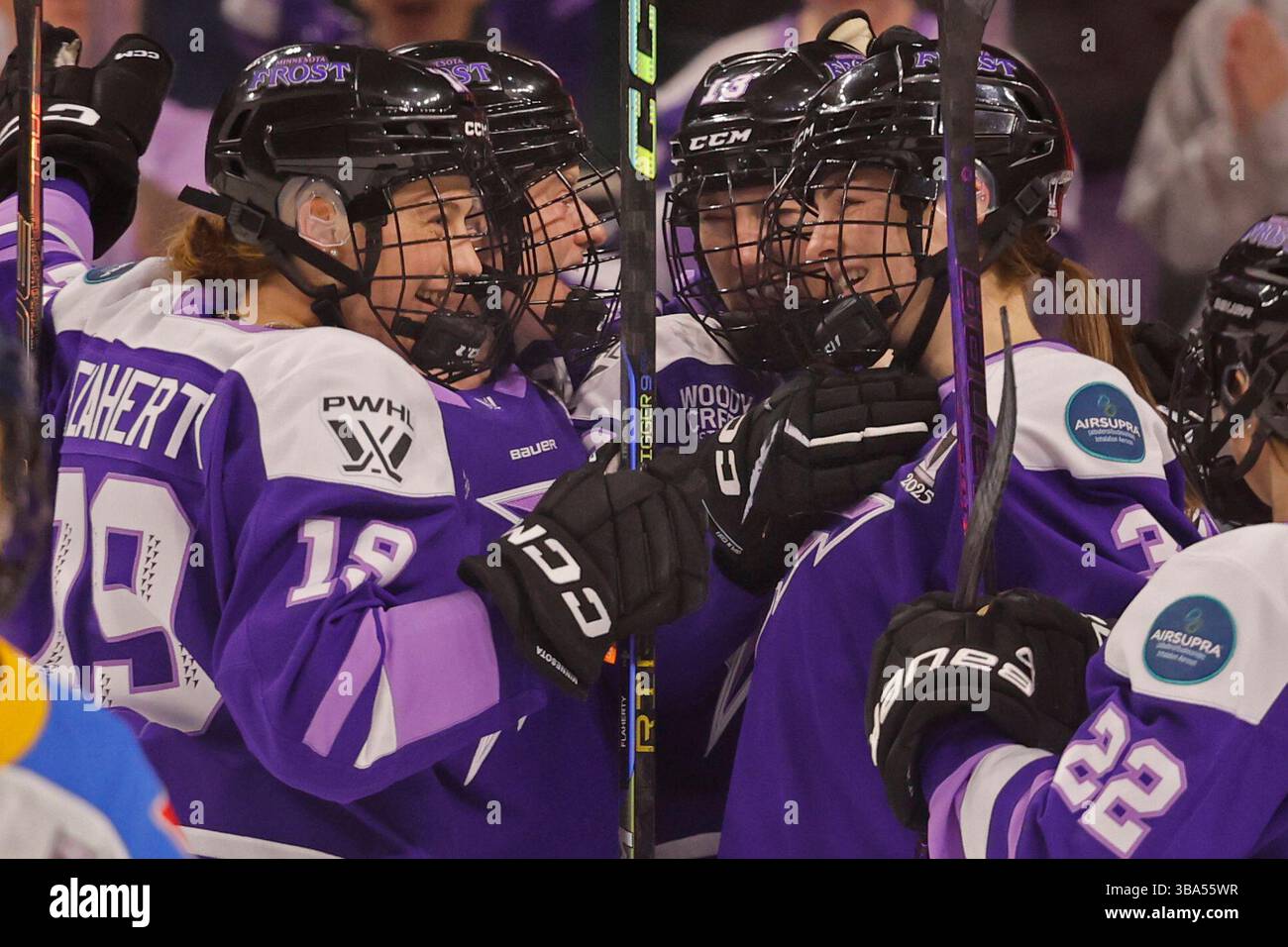 From left to right, Minnesota Frost's Maggie Flaherty, Kelly Pannek and ...