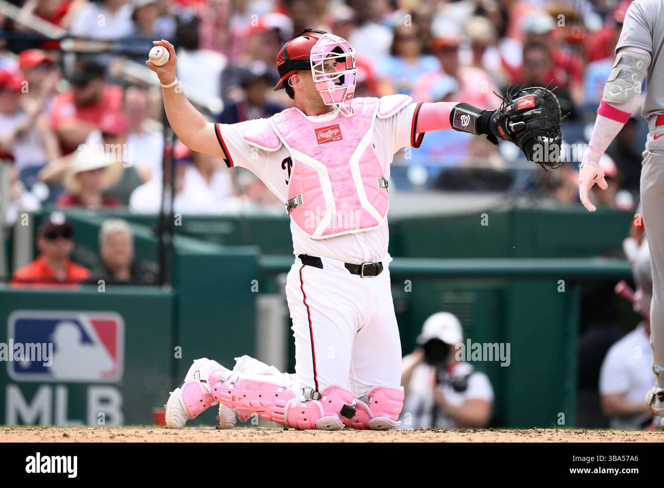 Washington Nationals catcher Riley Adams (15) in action during a ...