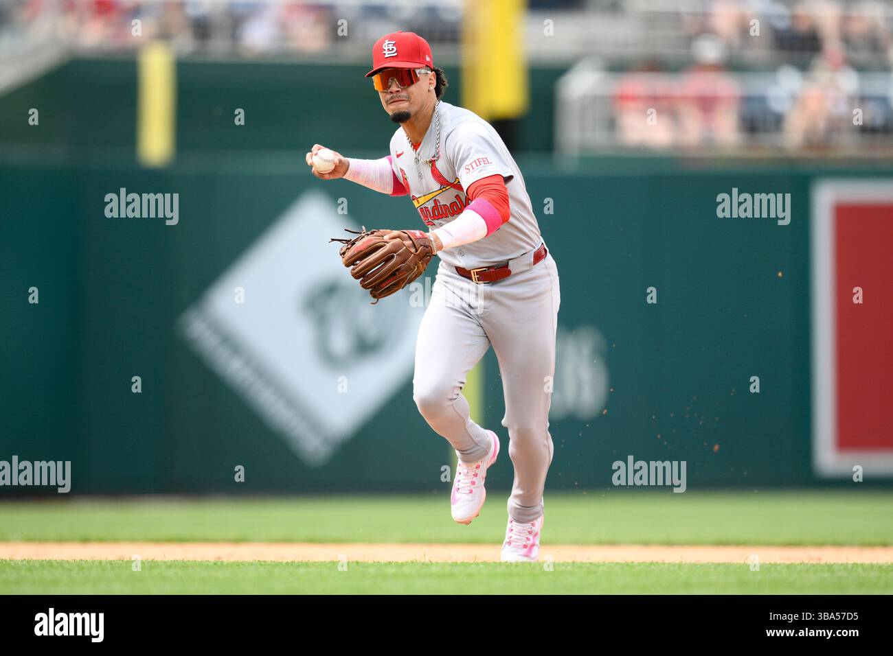 St. Louis Cardinals shortstop Masyn Winn (0) in action during a ...