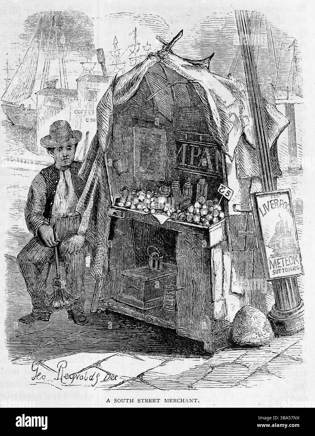 A South Street merchant (1870). Depicts a street vendor in New York ...