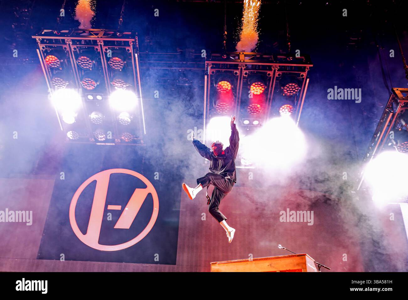 Manchester, UK. 11th May, 2025. Tyler Joseph (vocals, piano, bass) of ...
