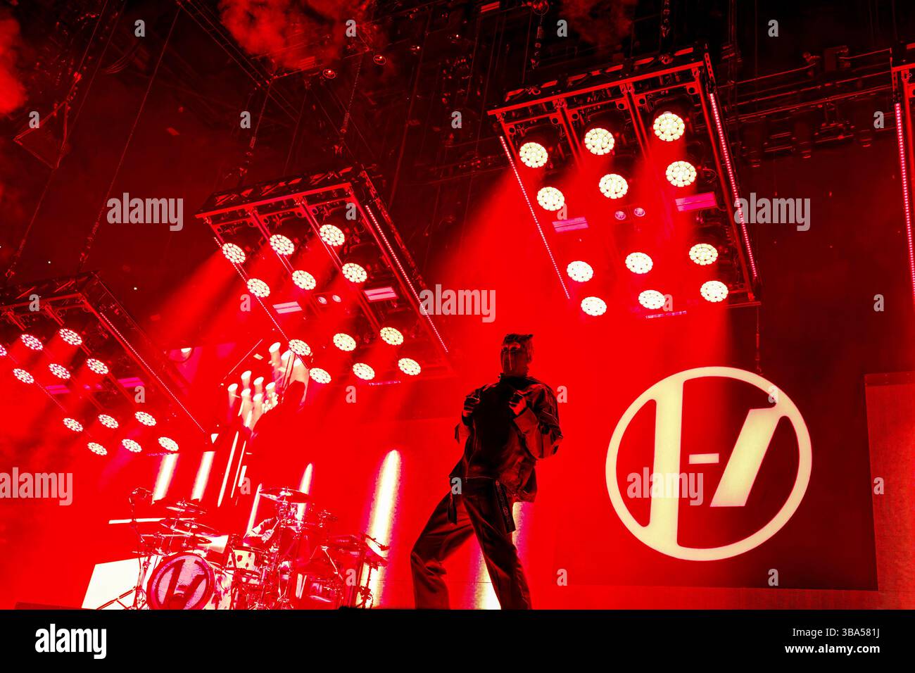 Manchester, UK. 11th May, 2025. Tyler Joseph (vocals, piano, bass) of ...