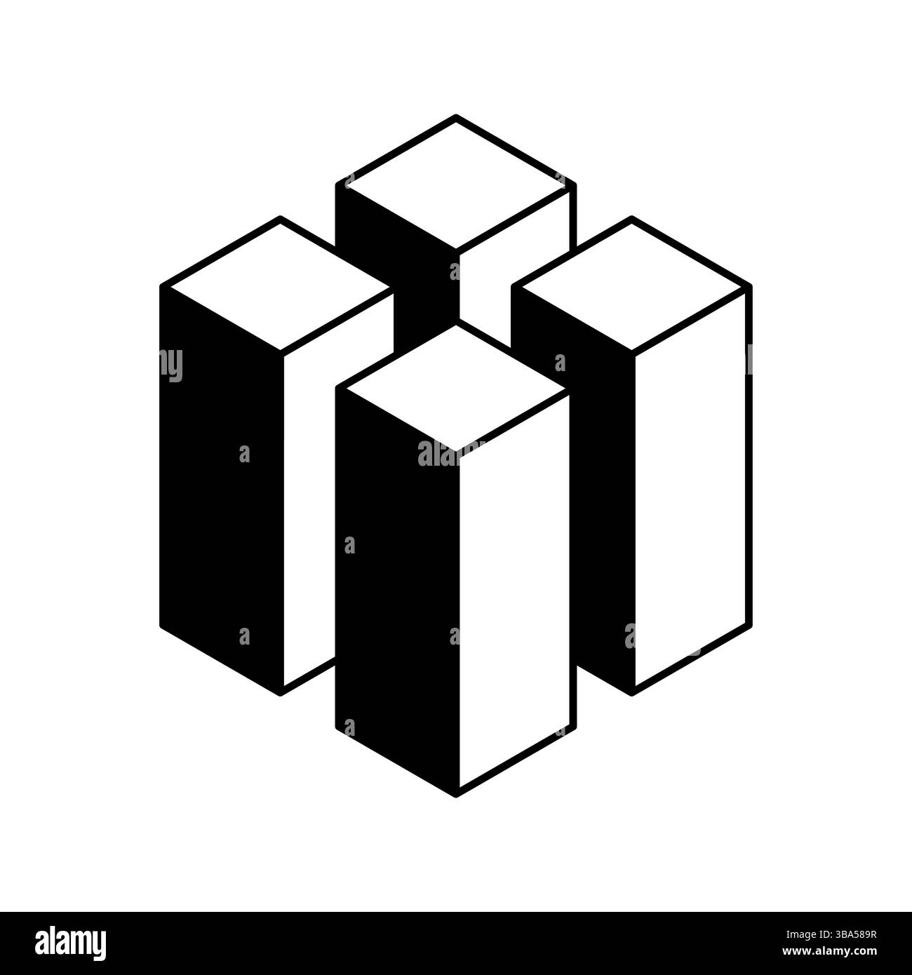 Stylish isometric illustration of four interconnected cubes. Perfect ...