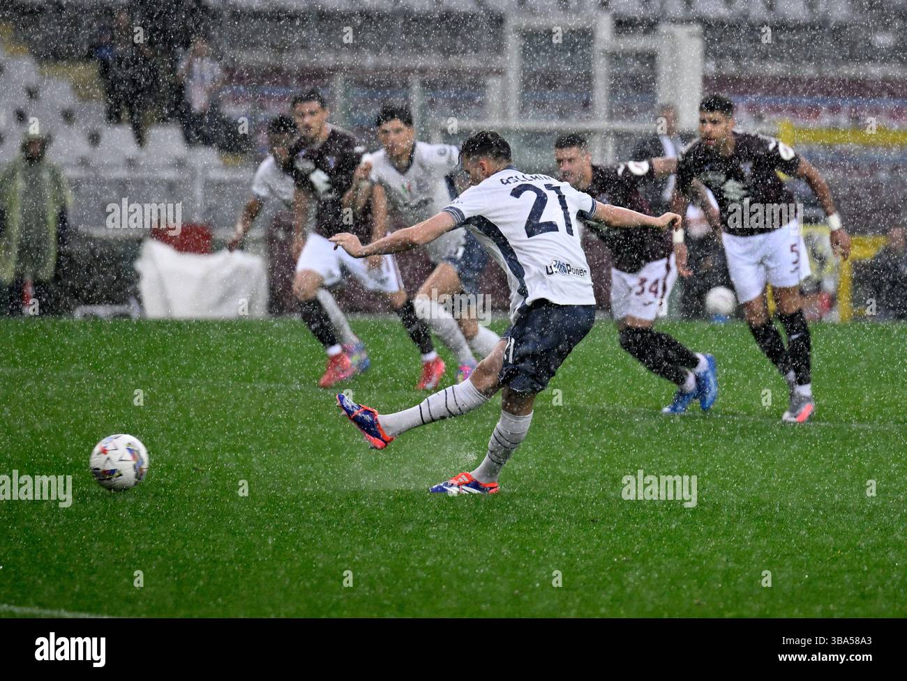 Turin. 12th May, 2025. Inter Milan's Kristjan Asllani scores the ...