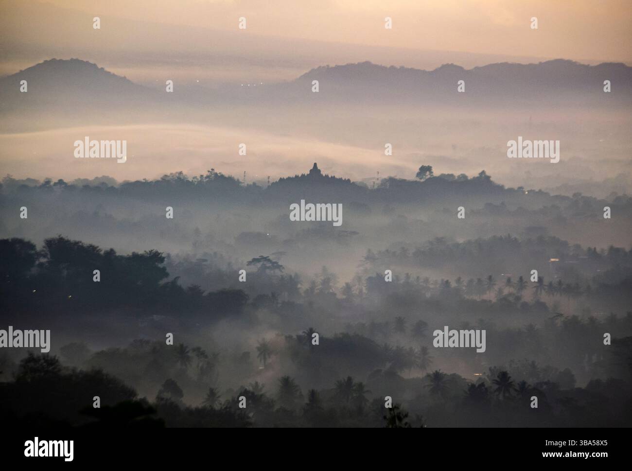 Borobudur's majestic sunrise from Punthuk Setumbu, Magelang. This ...
