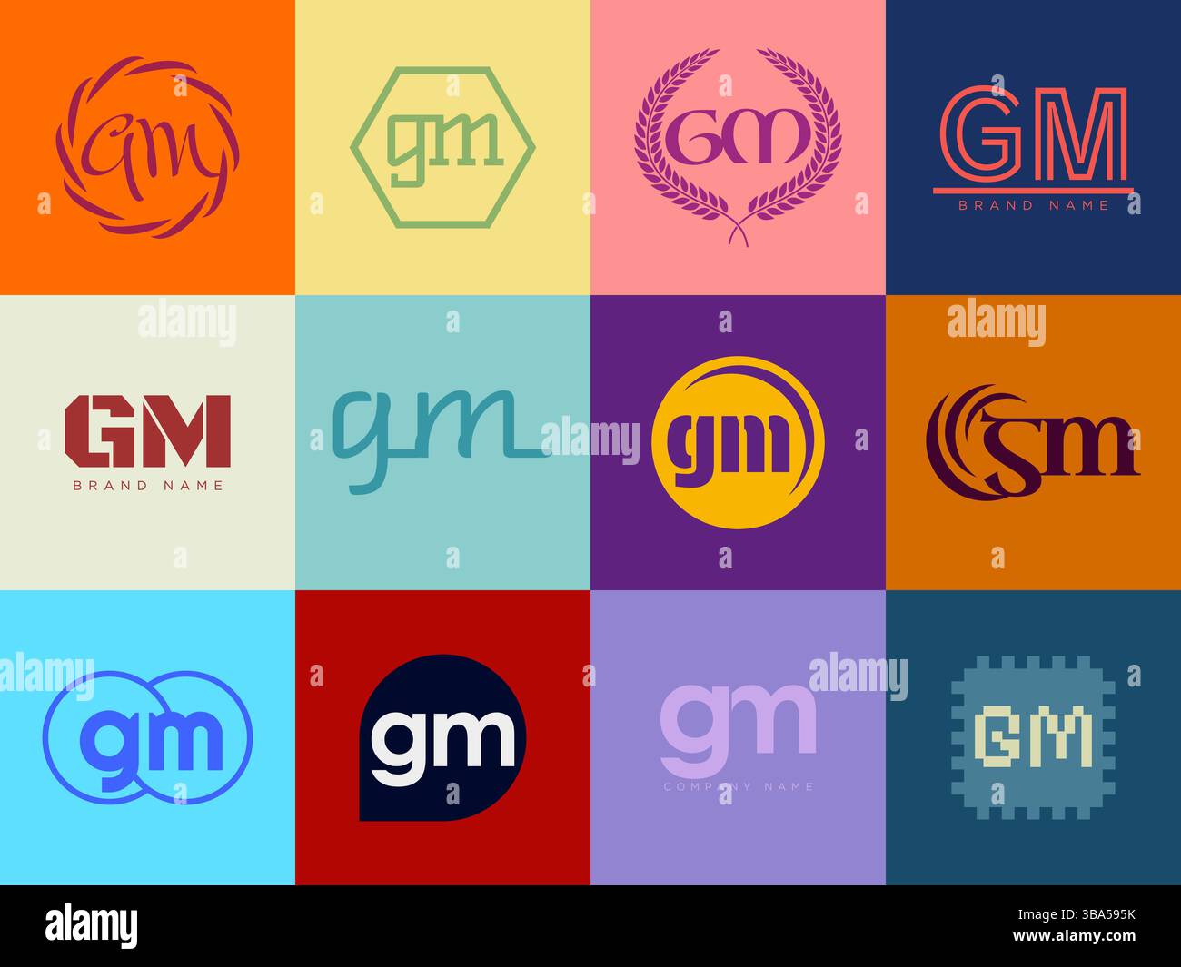 GM logo company template. Letter g and m logotype. Set different ...