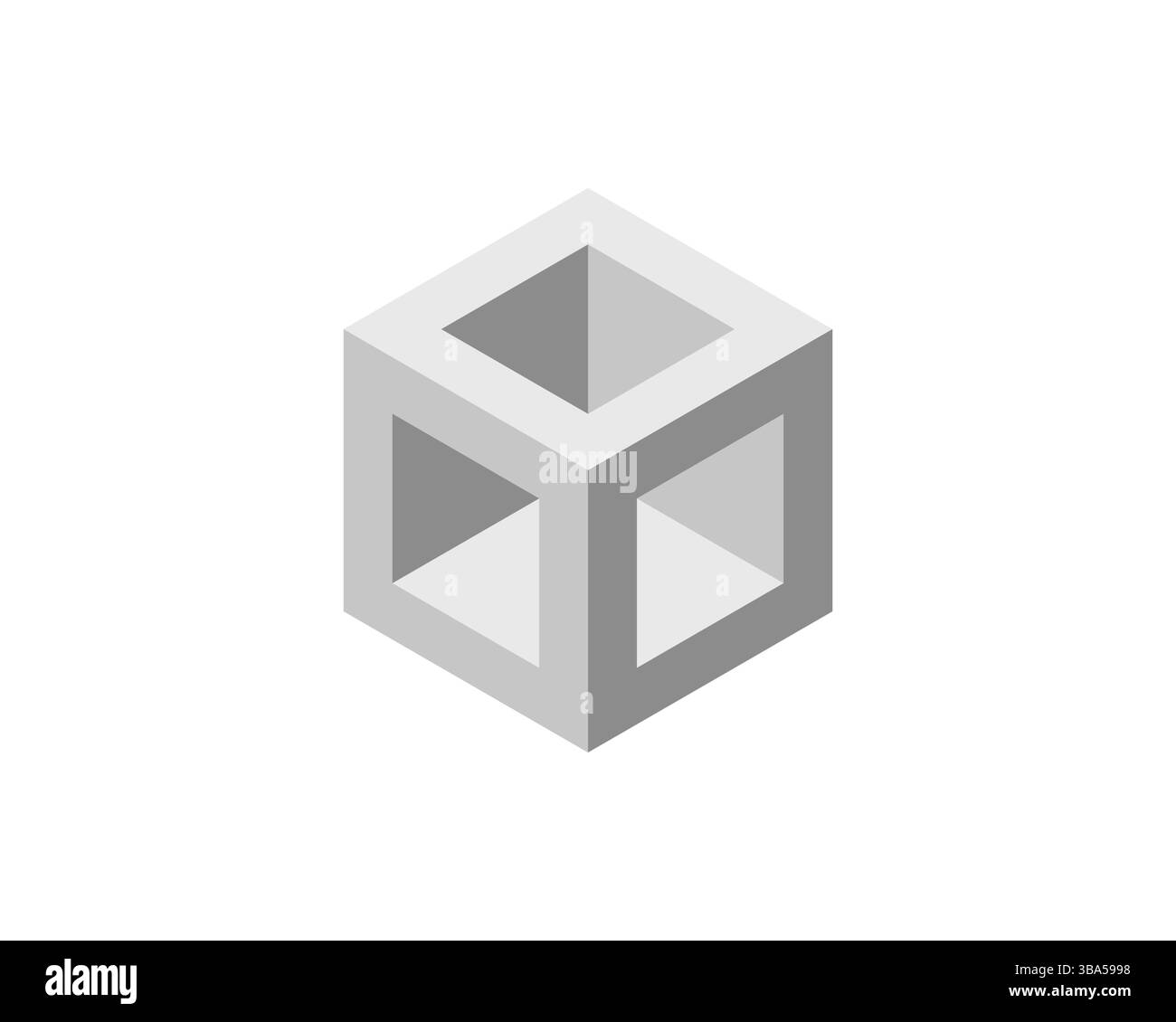 Abstract isometric cube with inner voids, showcasing a minimalist design. Perfect for concepts ...