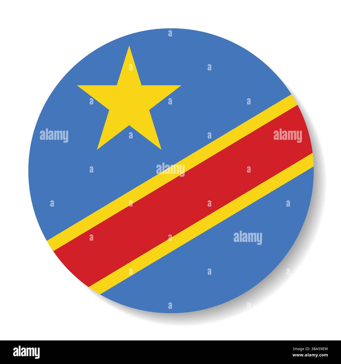 Flag of Congo Democratic. Congo Democratic circular flag logo icon computer vector illustration ...