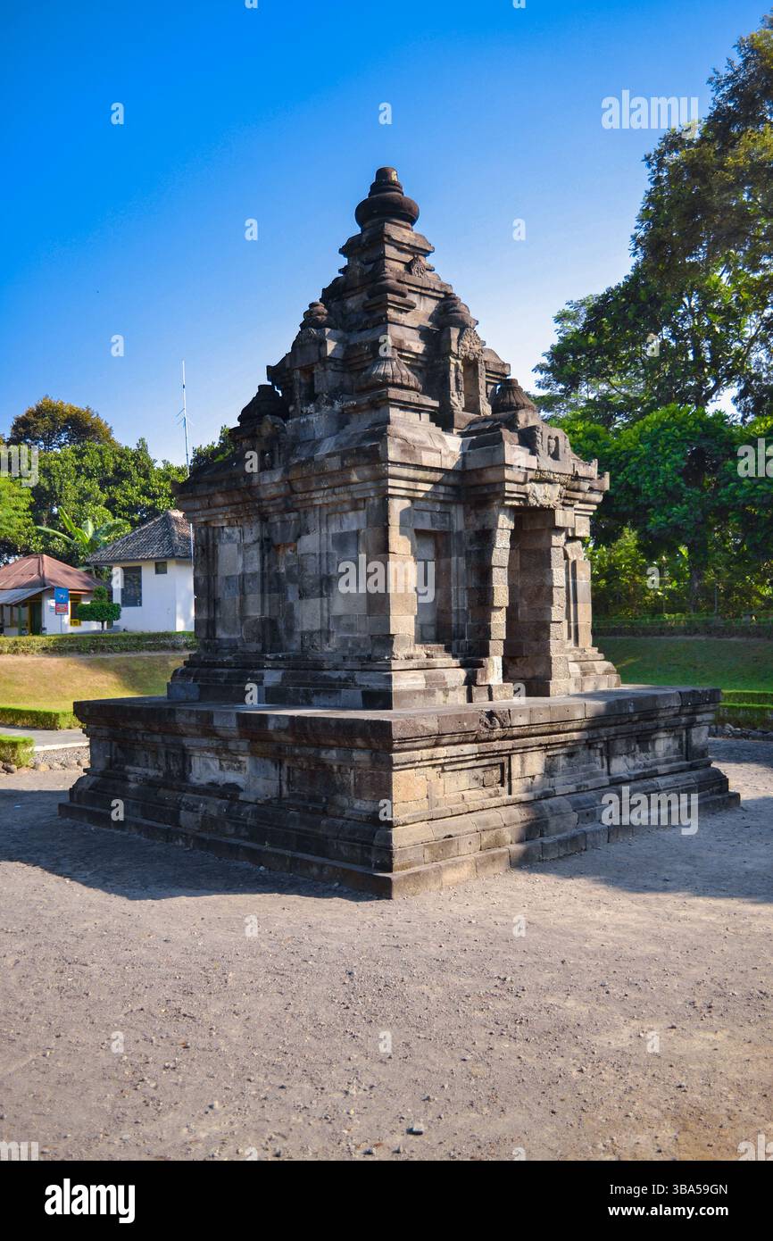 Candi Gebang, an 8th-century Hindu temple in Sleman, Indonesia. This compact stone shrine ...