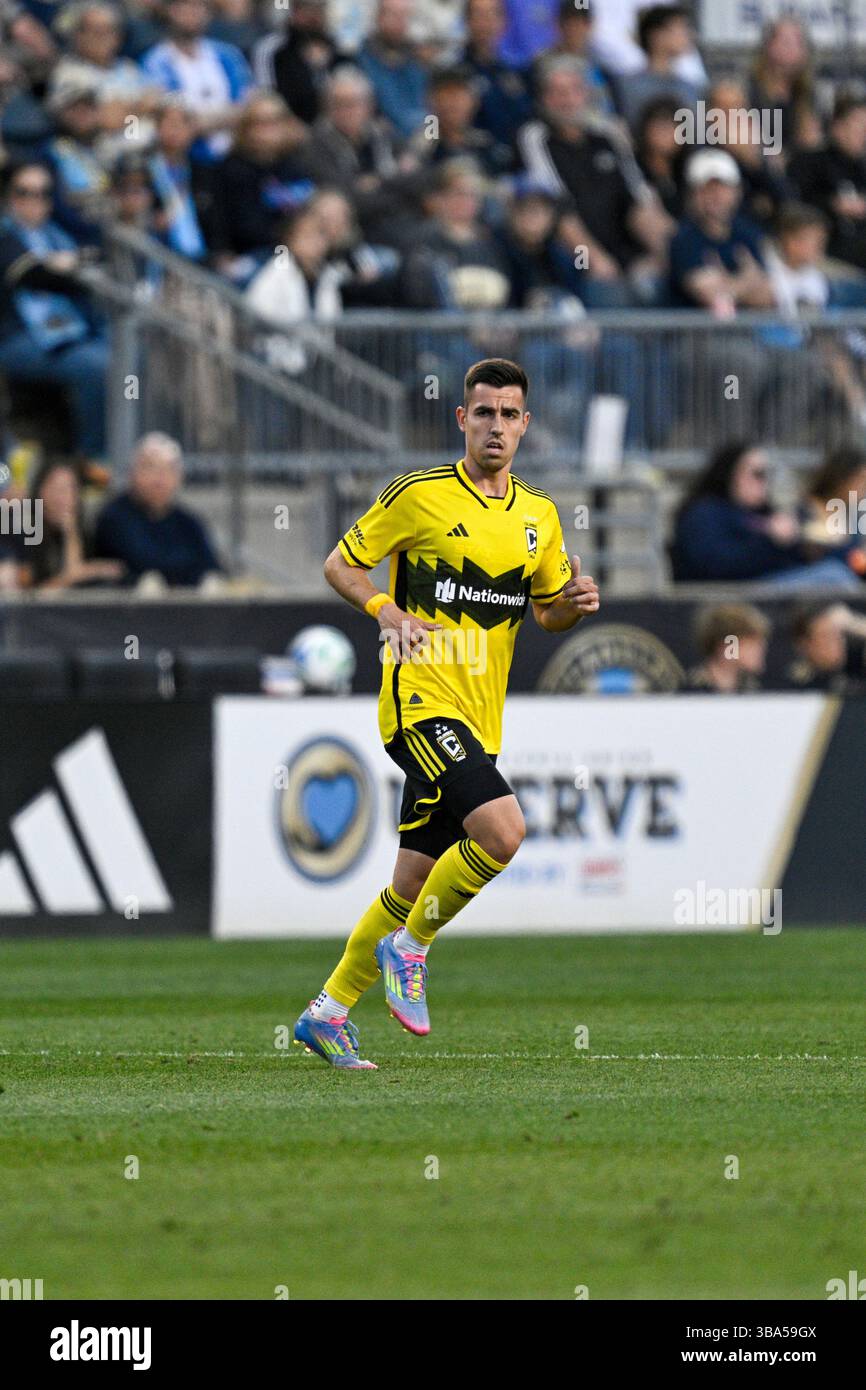CHESTER, PA - MAY 10: Columbus Crew midfielder Dylan Chambost #7 is ...