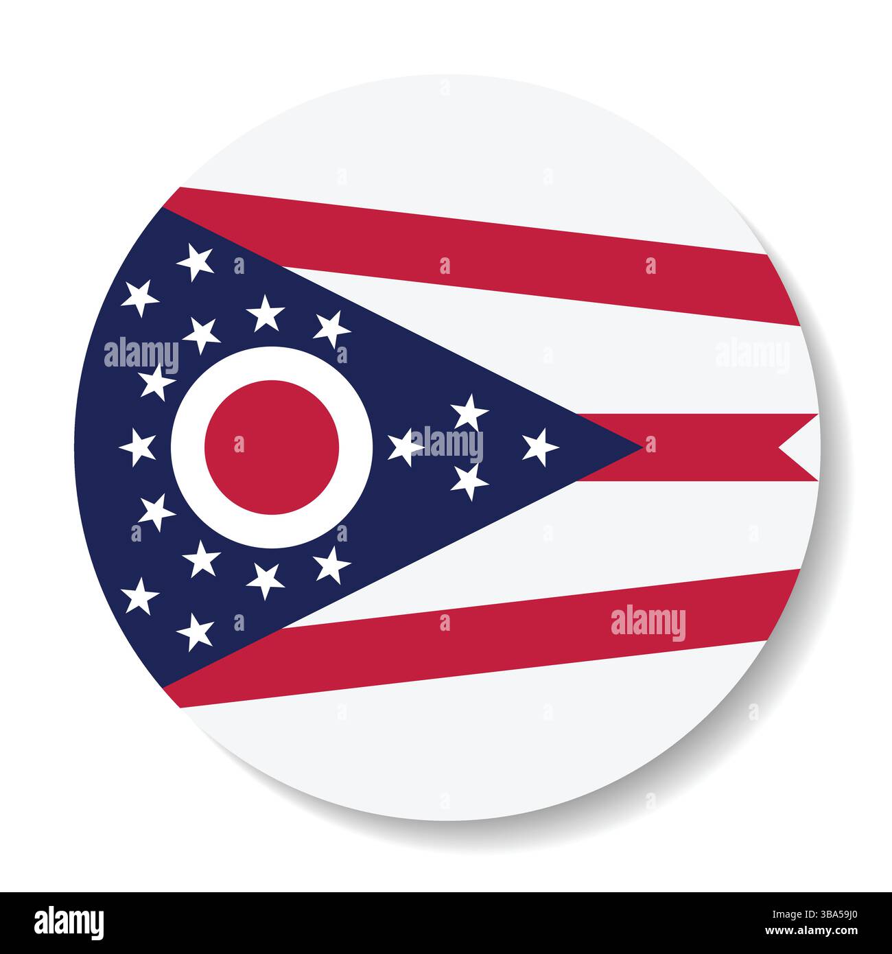 Flag of Ohio. Ohio circular flag logo icon computer vector illustration ...