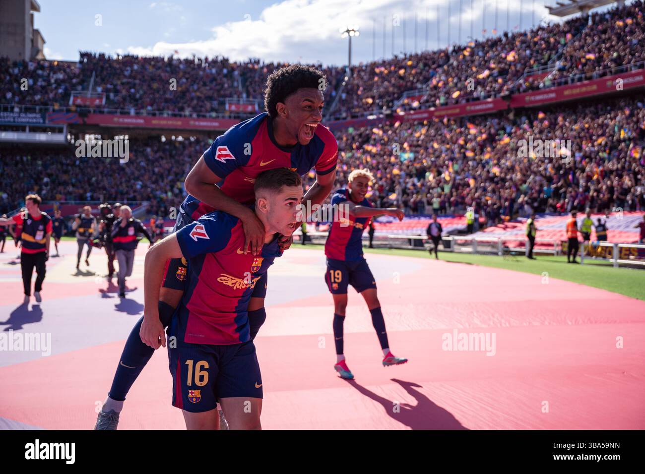 Barcelona, Spain. 11th May, 2025. Fermin Lopez (bottom) and Alejandro ...