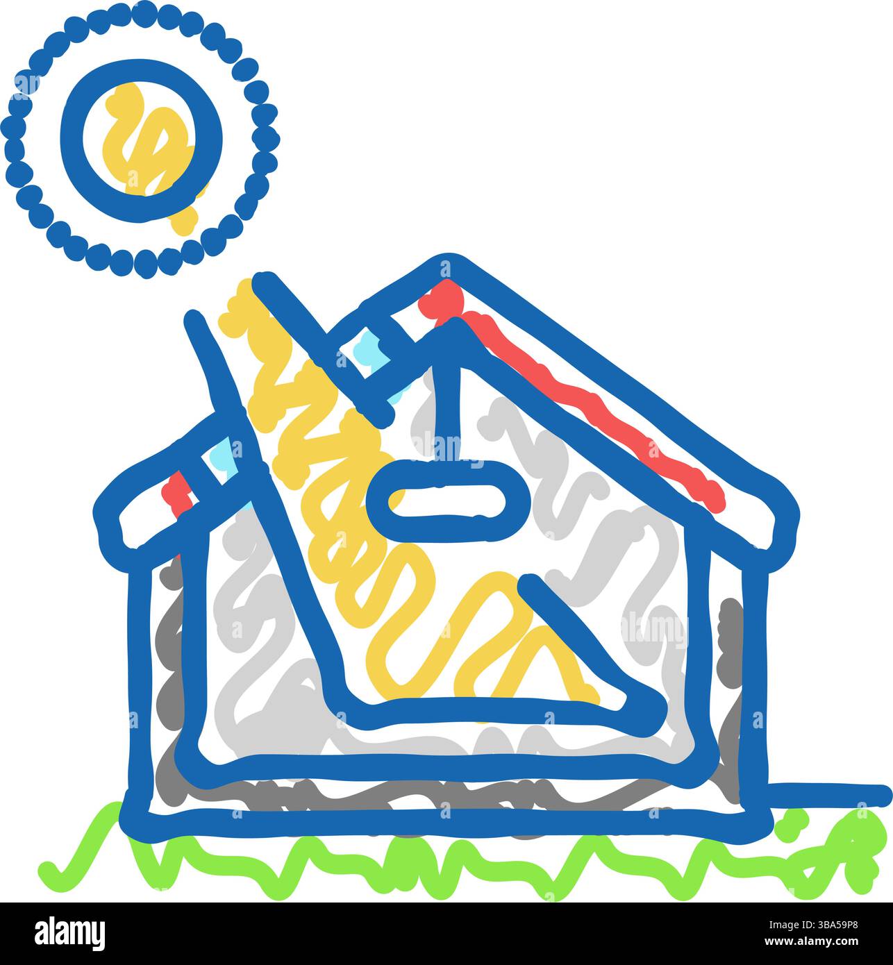 daylight harvesting green building icon doodle illustration Stock ...