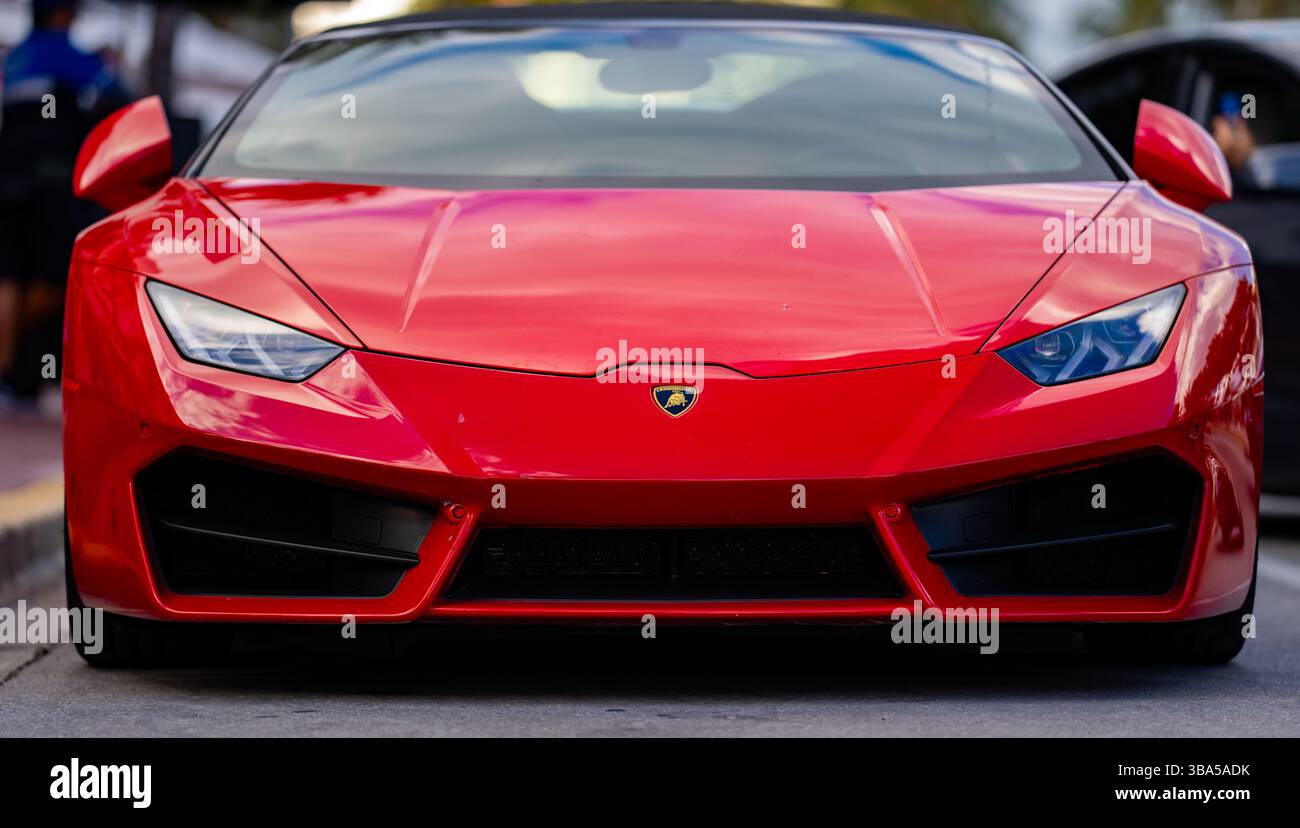 April 3, 2025. Miami. Lambo concept. Lamborghini sport car on the city street. Lamborghini ...
