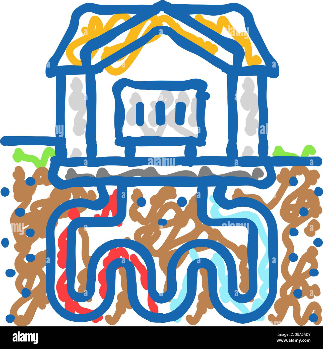 infrastructure geothermal energy icon doodle illustration Stock Vector ...