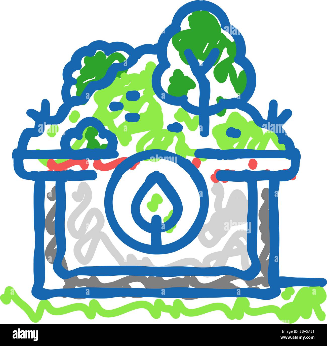 roof green building icon doodle illustration Stock Vector Image & Art ...