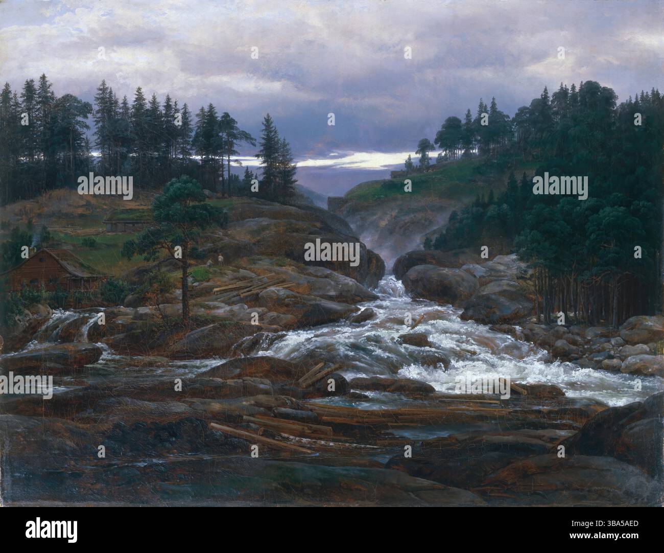 The Lower Falls of the Labrofoss, 1827 (Painting) Dahl, Johan Christian ...