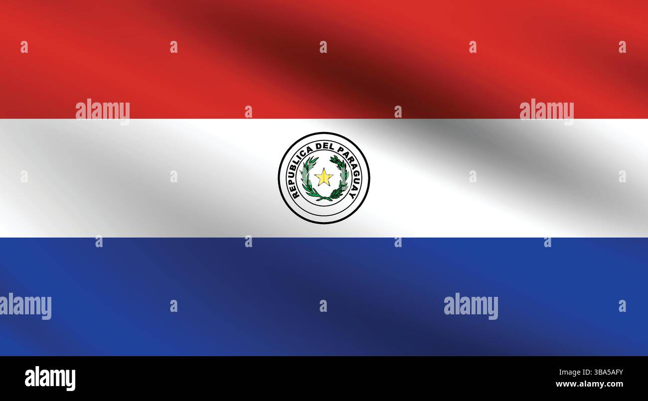Flag of Paraguay. Paraguay flag official colors and proportion digital vector illustration. Wavy ...