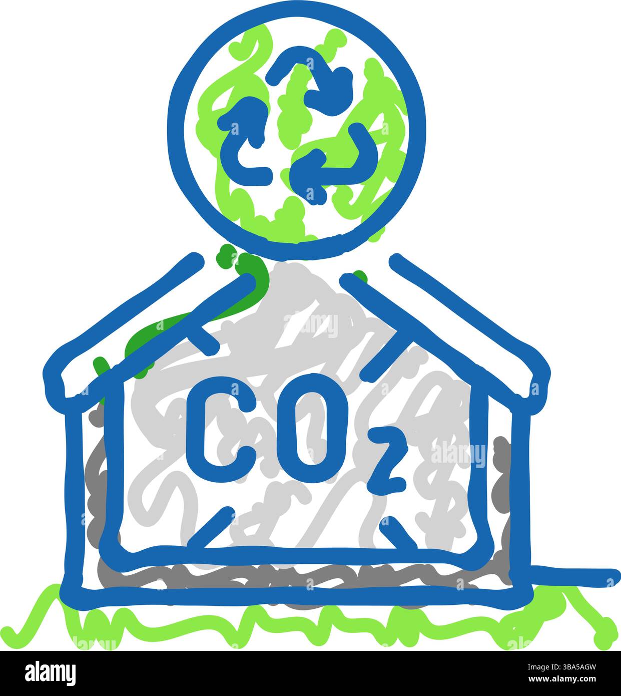 carbon neutral building green icon doodle illustration Stock Vector ...