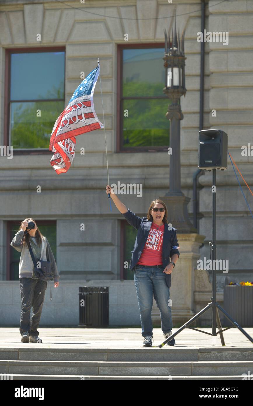 May 11, 2025, Worcester, Ma, USA: Angry residents demonstrate on Worcester Common their ...