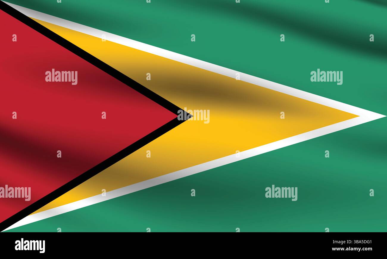 Flag of Guyana. Guyana flag official colors and proportion digital vector illustration. Wavy ...