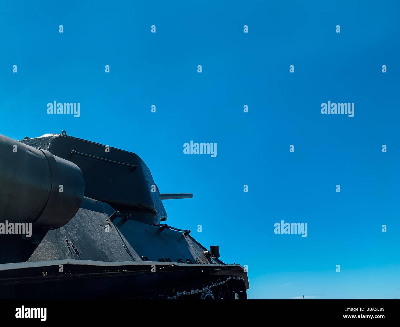 Military armored tank with cannon on blue sky background Stock Photo ...