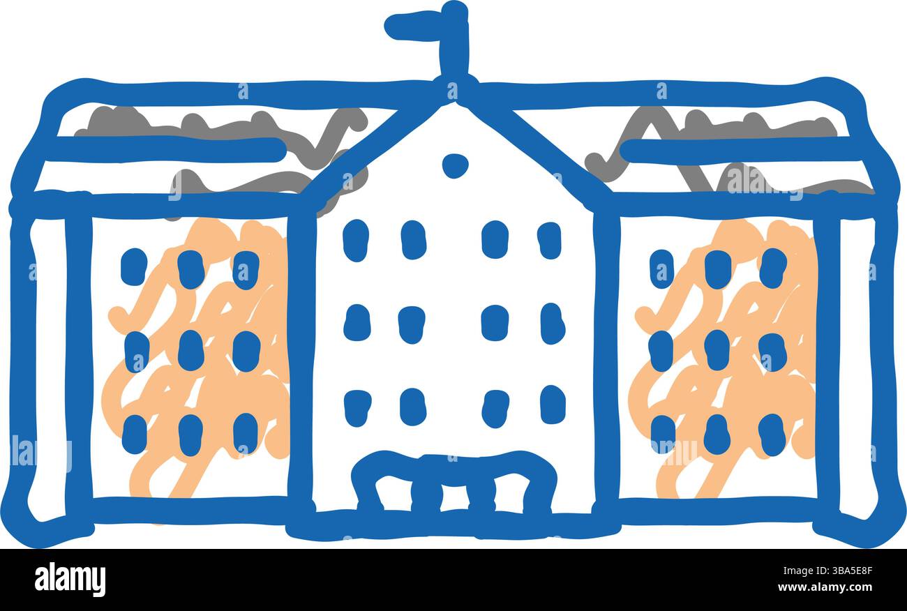 public school building icon doodle illustration Stock Vector Image ...