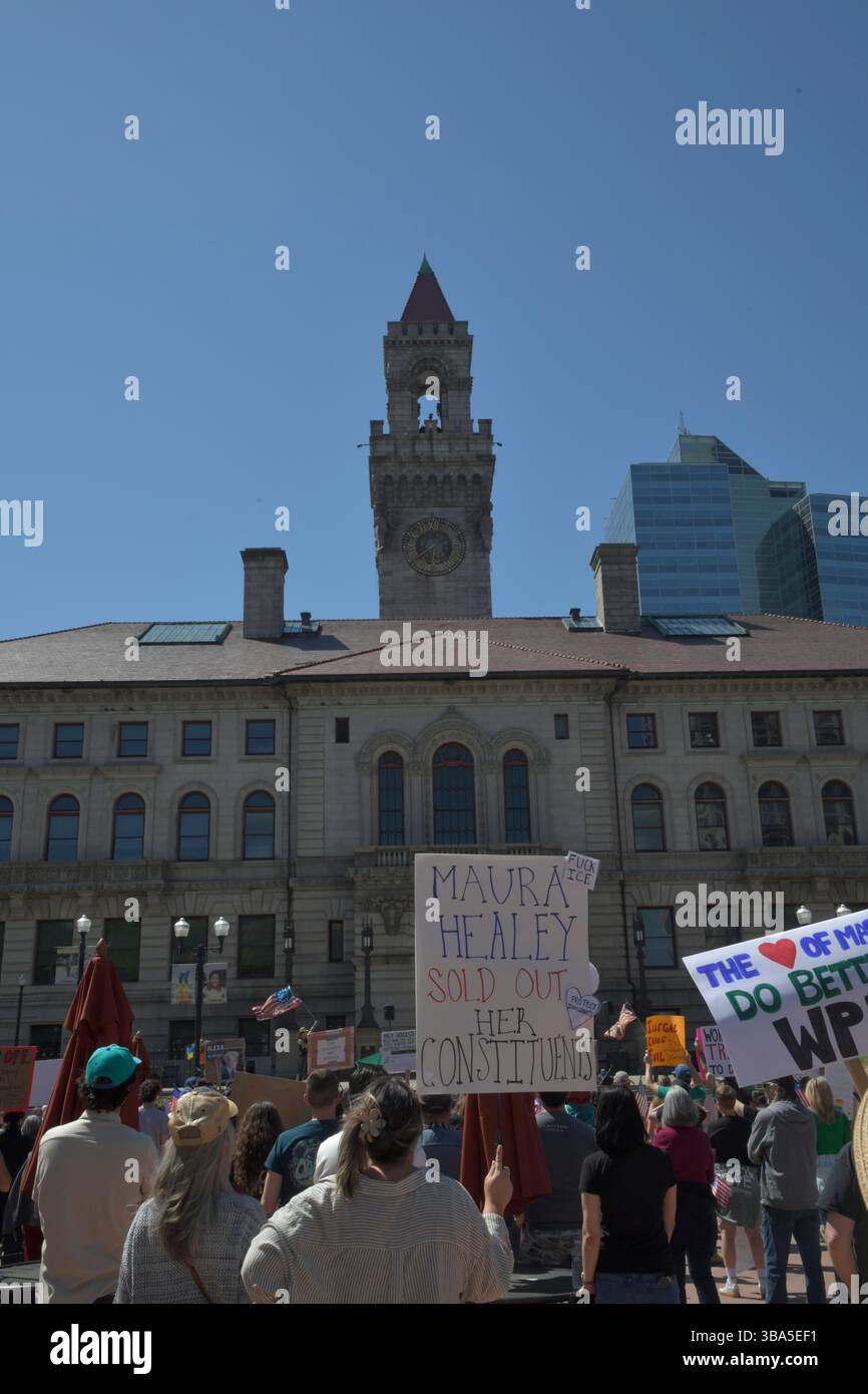 May 11, 2025, Worcester, Ma, USA: Angry residents demonstrate on ...