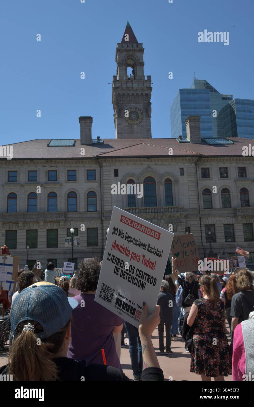 May 11, 2025, Worcester, Ma, USA: Angry residents demonstrate on Worcester Common their ...