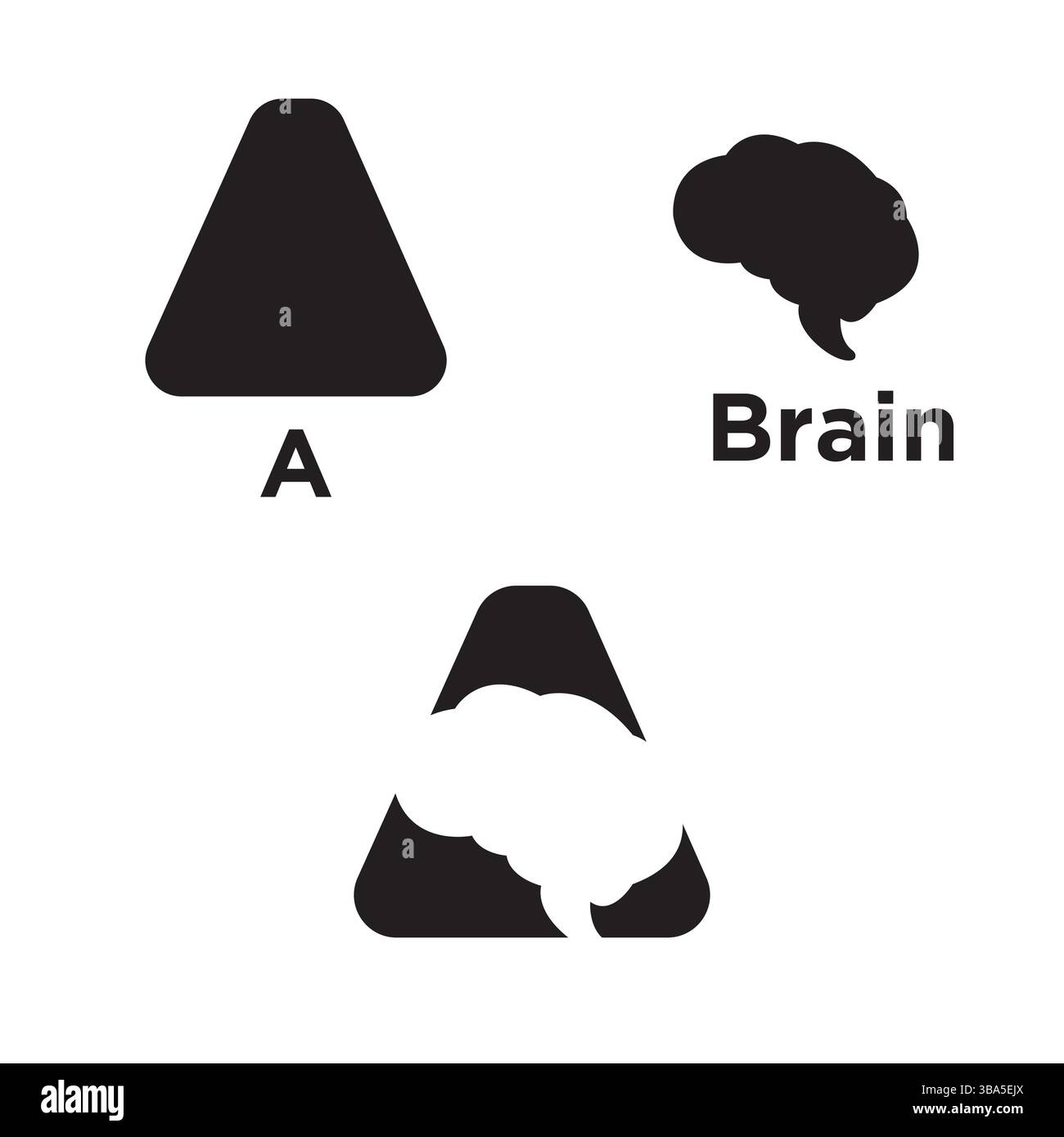 Brain in Triangle Warning Symbol – Alert Sign Vector for Mental Health ...