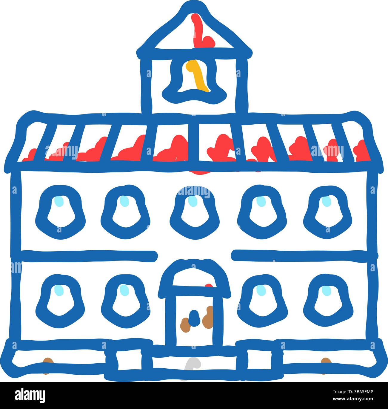 outside school building icon doodle illustration Stock Vector Image ...