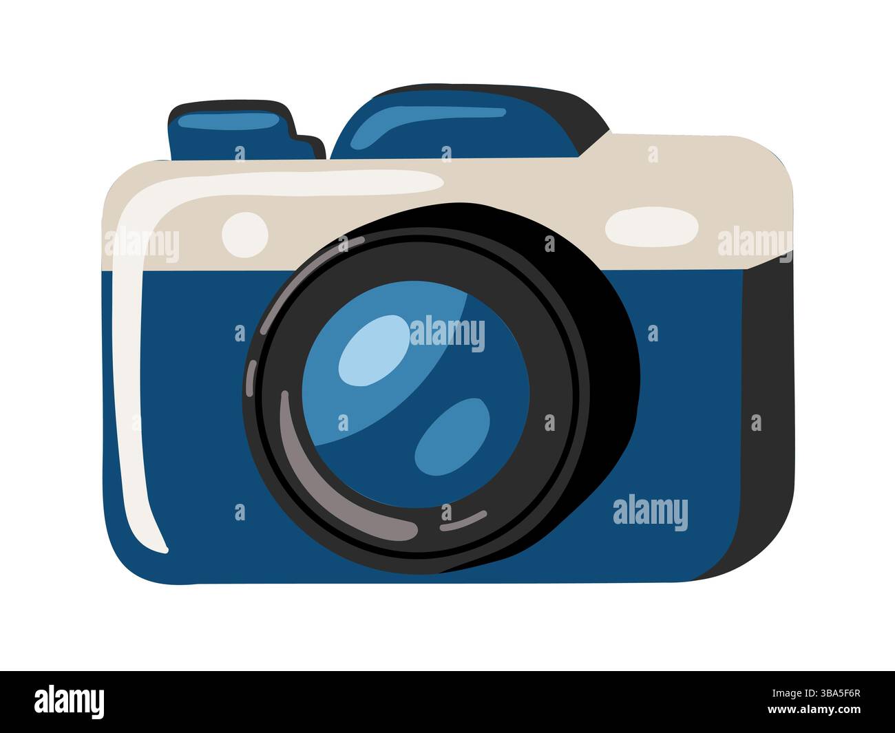 Compact digital Photo Camera with big Lens for Photography, travelling, documenting. Cartoon ...