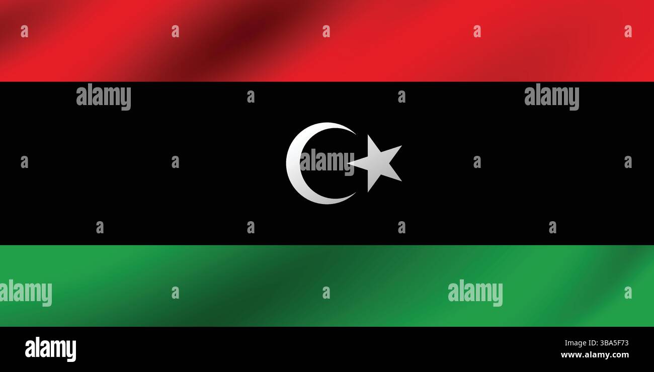 Flag of Libya. Libya flag official colors and proportion digital vector illustration. Wavy flag ...