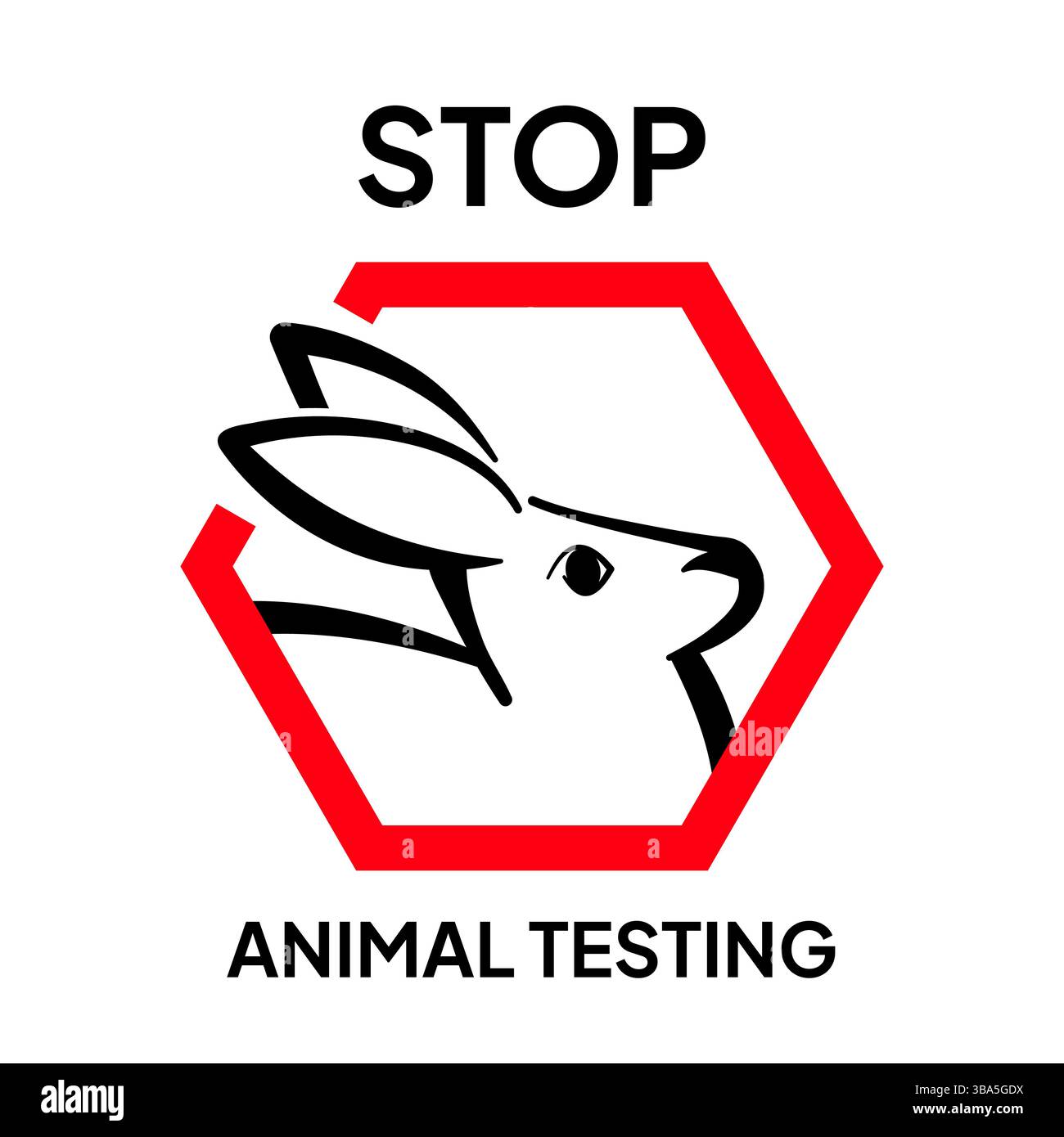 Stop animal testing, rabbit inside red hexagon Stock Vector Image & Art ...