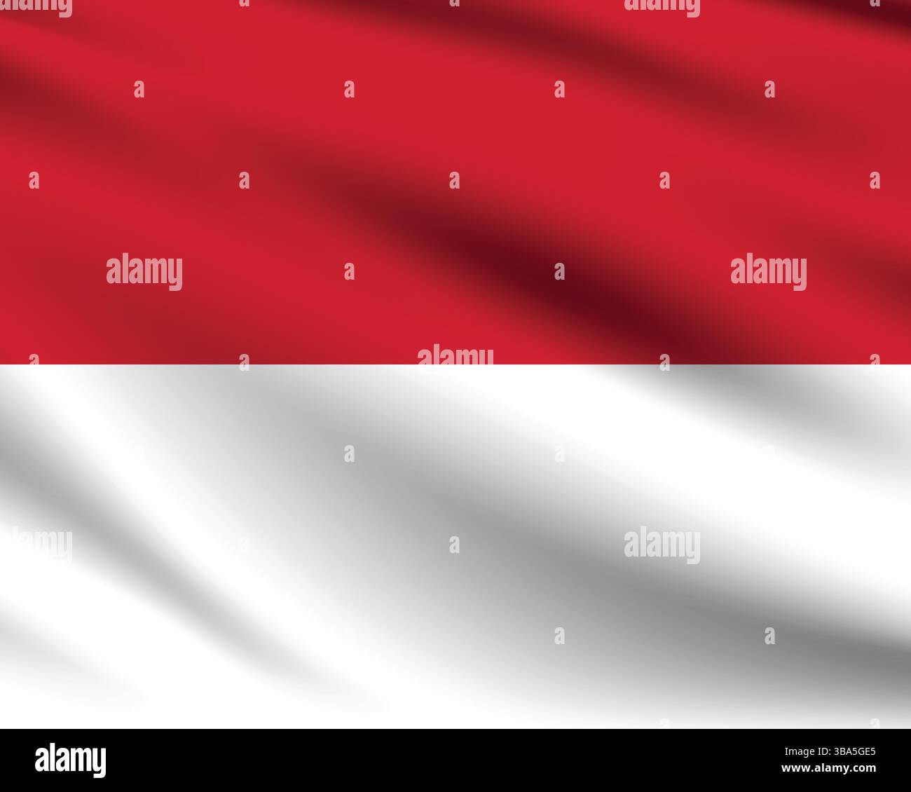 Flag of Monaco. Monaco flag official colors and proportion digital vector illustration. Wavy ...