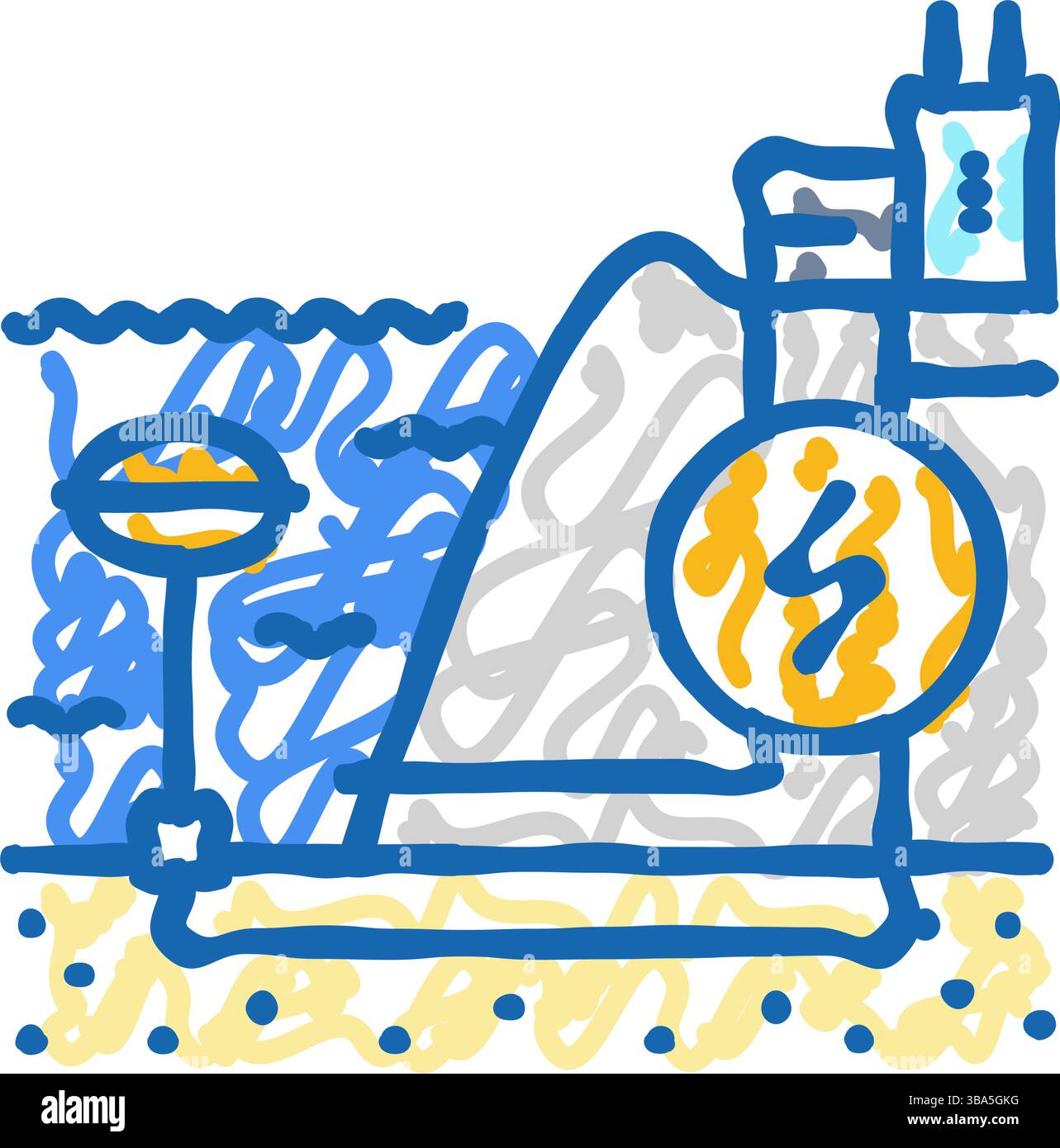 wave energy farm tidal power icon doodle illustration Stock Vector ...