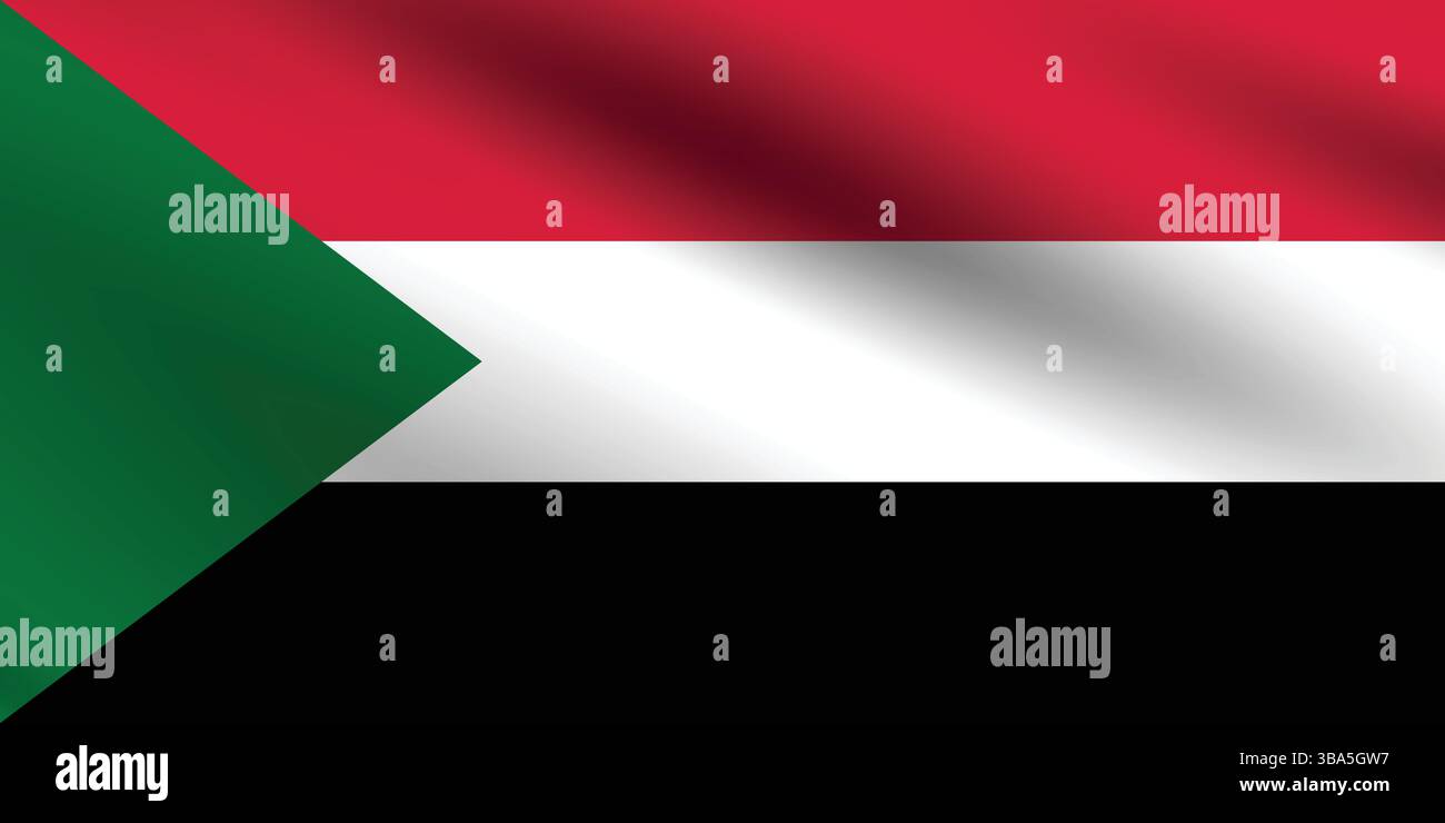 Flag of Sudan. Sudan flag official colors and proportion digital vector illustration. Wavy flag ...