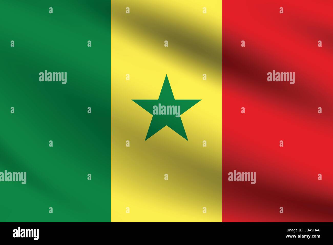 Flag of Senegal. Senegal flag official colors and proportion digital vector illustration. Wavy ...