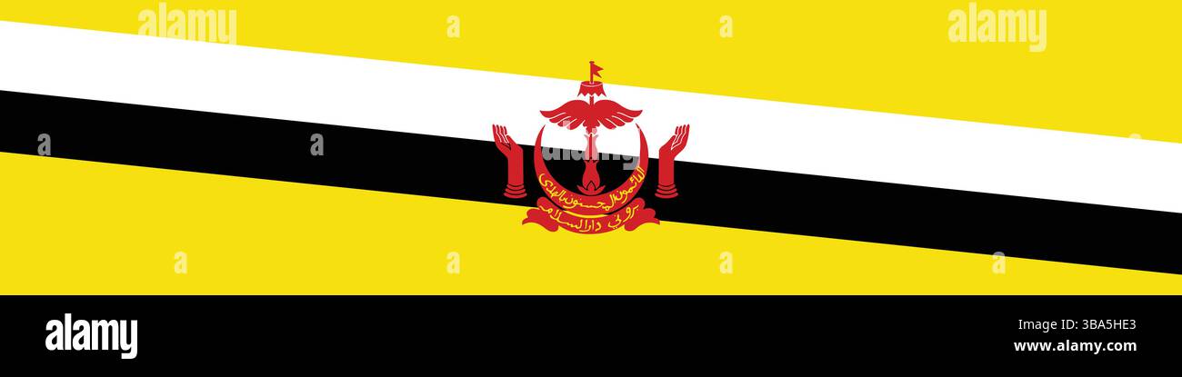 Flag of Brunei. Brunei flag long banner digital vector illustration ...