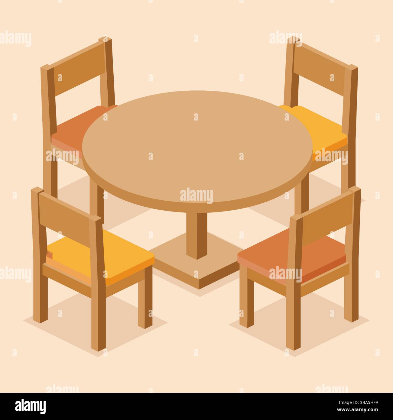 Modern round table and four chairs. Vector illustration. Business ...