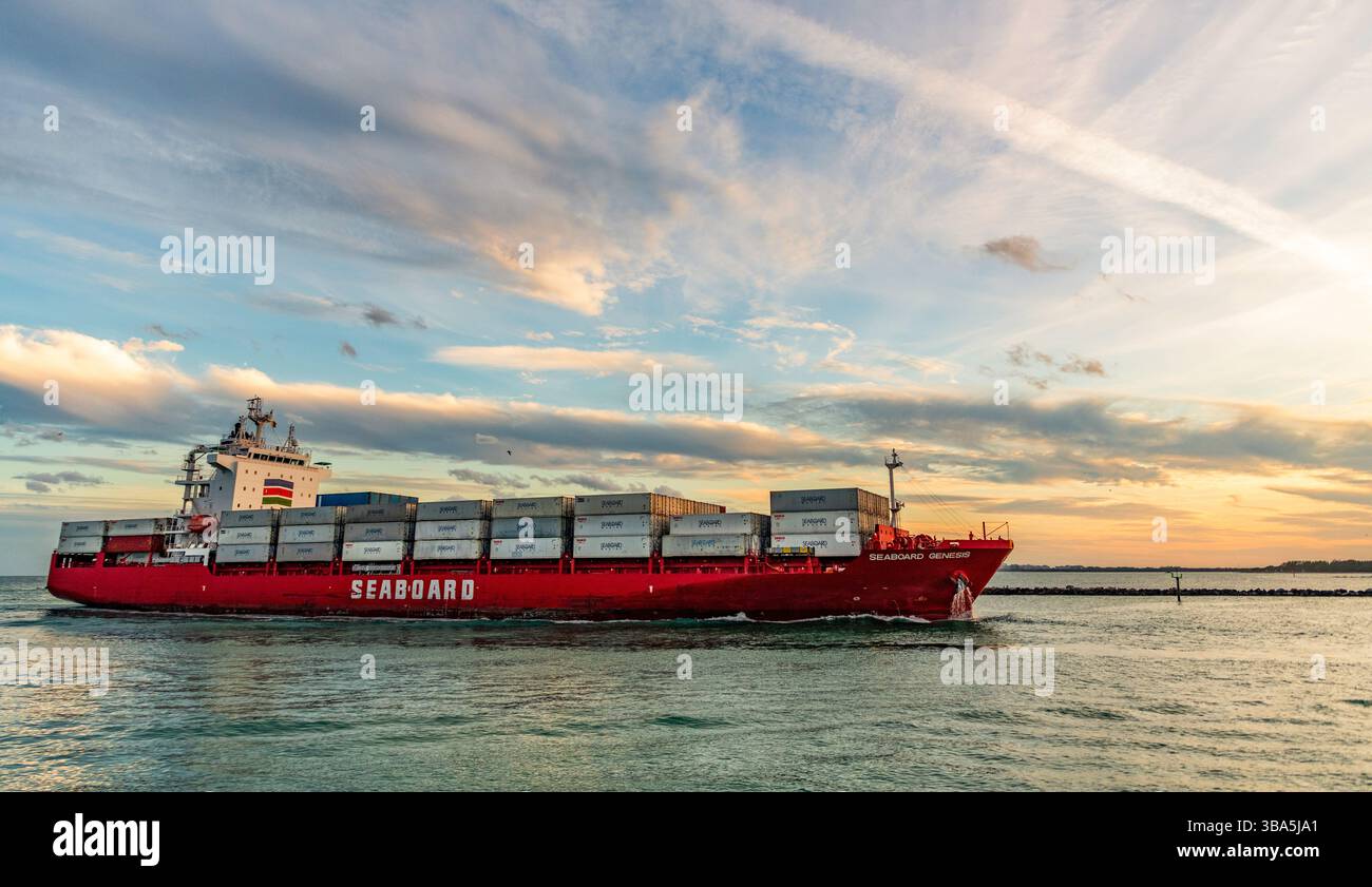 Miami, Florida, USA - January 03, 2025: Cargo ship Seaboard Genesis ...