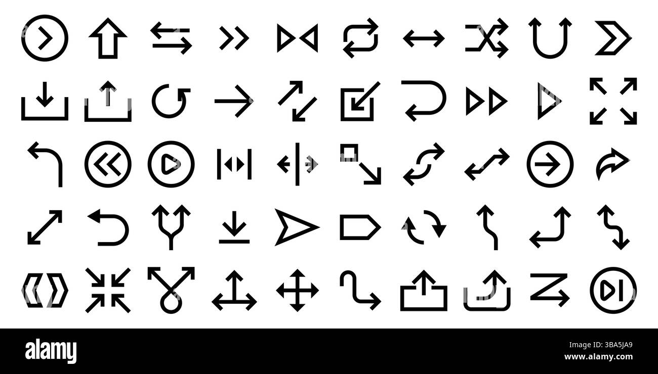 Arrow outline icons set. The collection includes business and ...